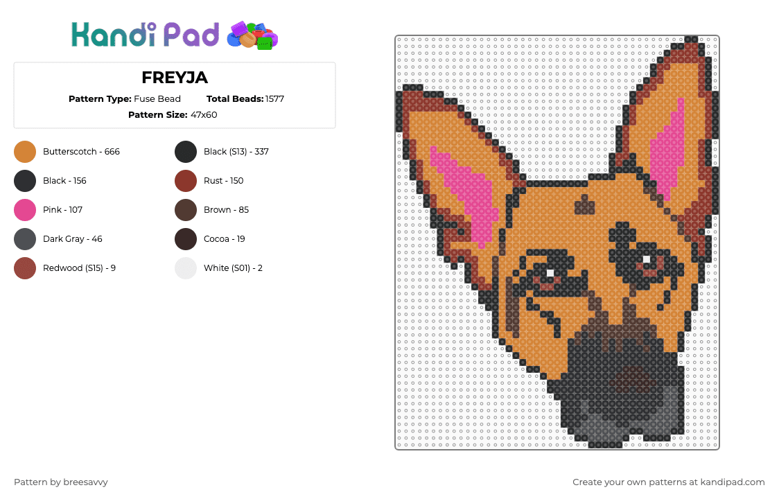 FREYJA Fuse Bead Pattern - Kandi Pad | Kandi Patterns, Fuse Bead ...