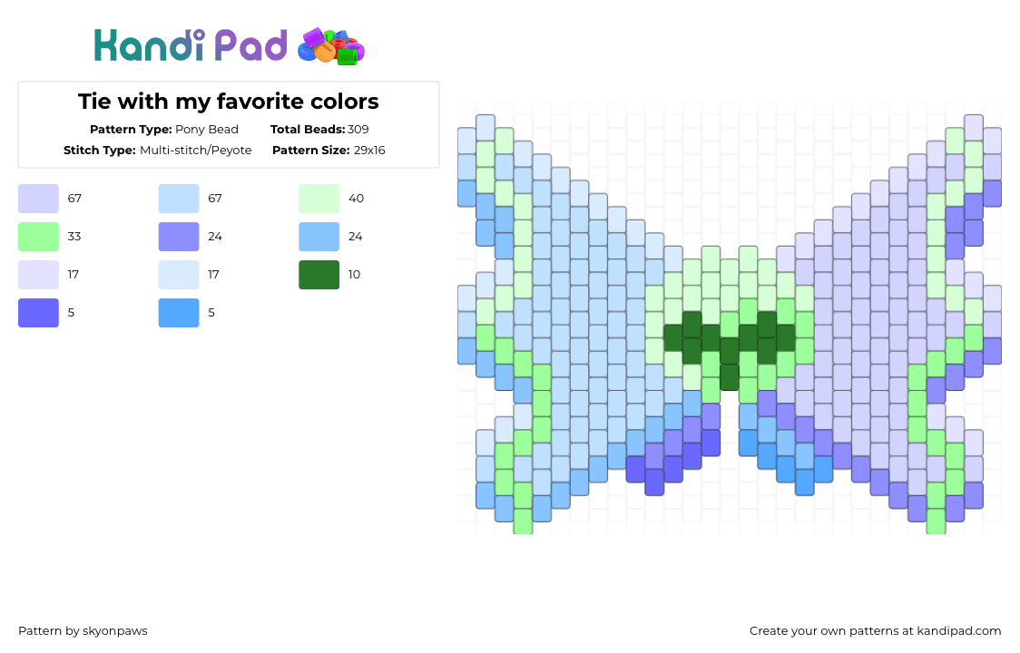 Tie with my favorite colors Pony Bead Pattern - Kandi Pad | Kandi ...