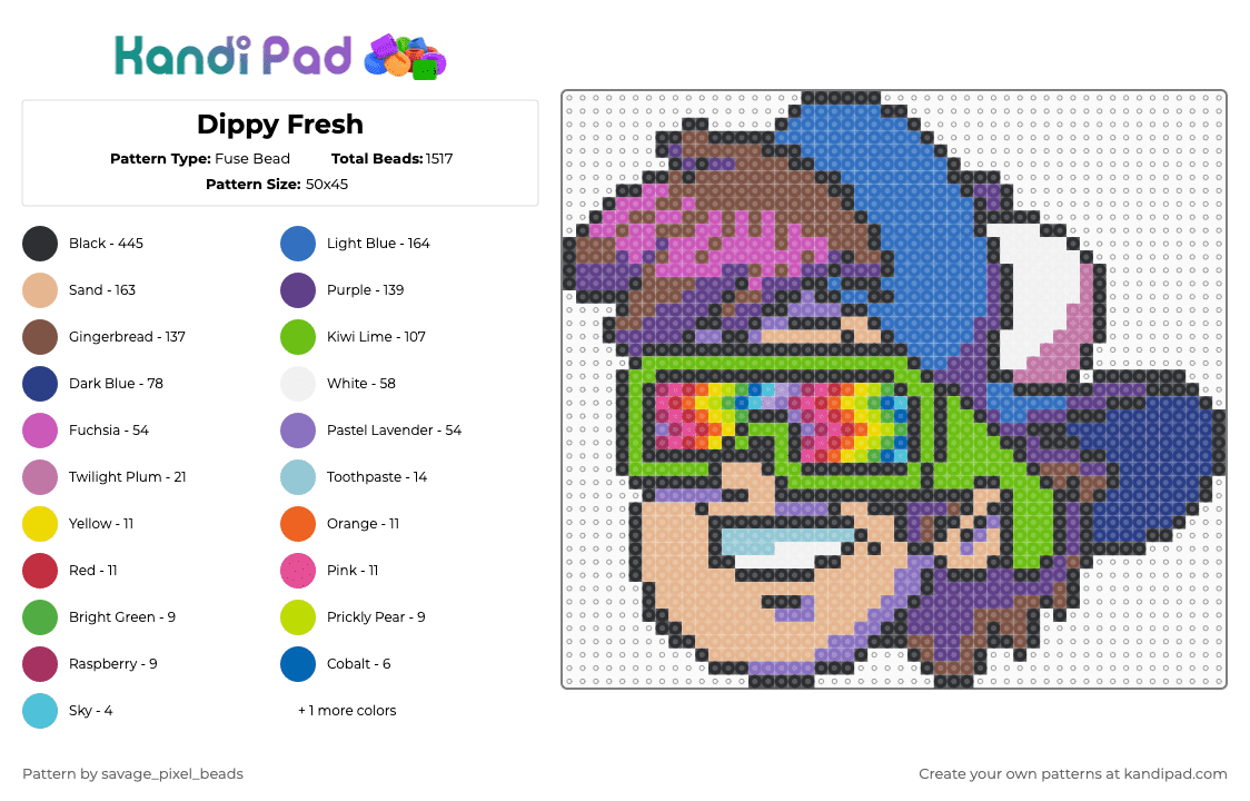 Dippy Fresh Fuse Bead Pattern - Kandi Pad | Kandi Patterns, Fuse Bead ...