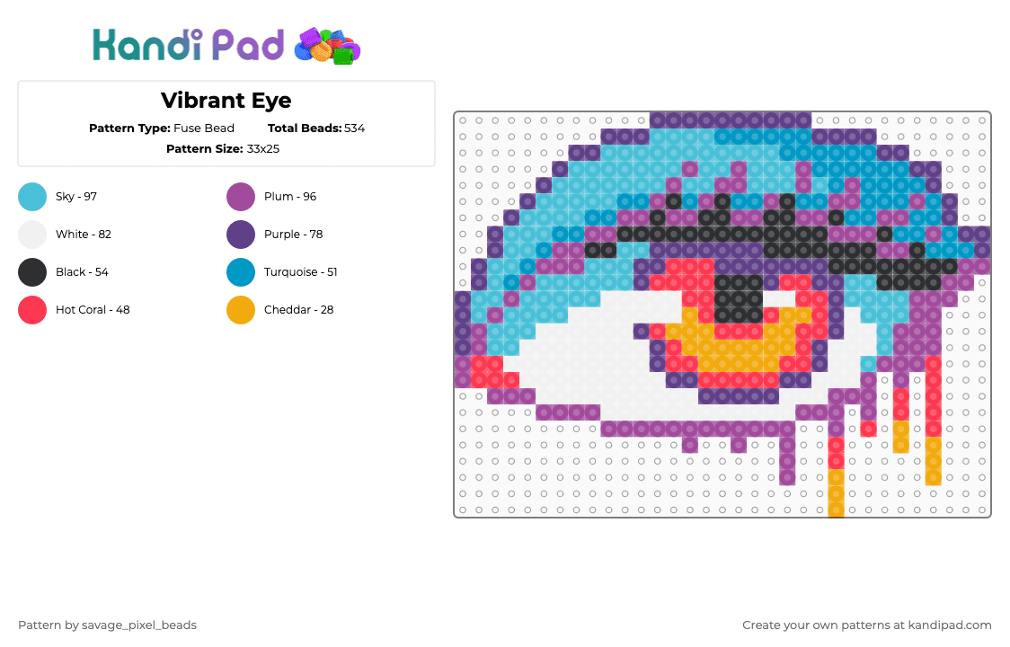 Vibrant Eye Fuse Bead Pattern - Kandi Pad | Kandi Patterns, Fuse Bead ...