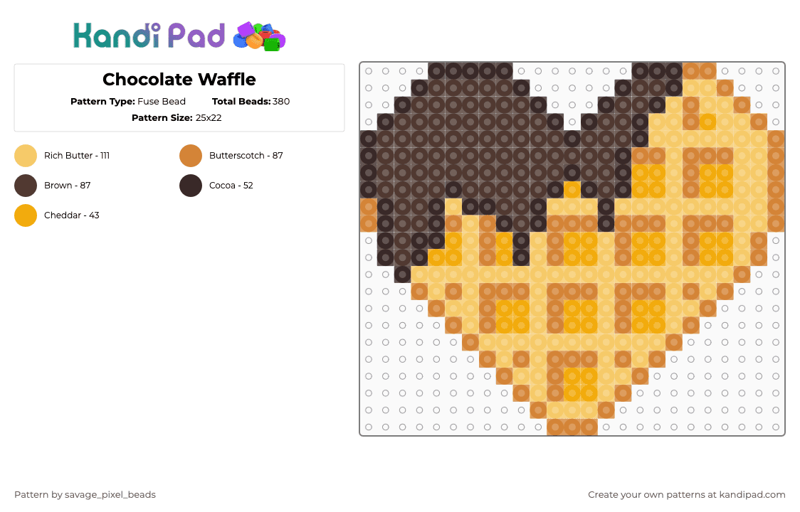 Chocolate Heart Waffle Fuse Bead Pattern - Kandi Pad | Kandi Patterns ...