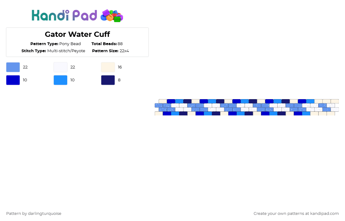 Gator Water Cuff Pony Bead Pattern - Kandi Pad | Kandi Patterns, Fuse ...