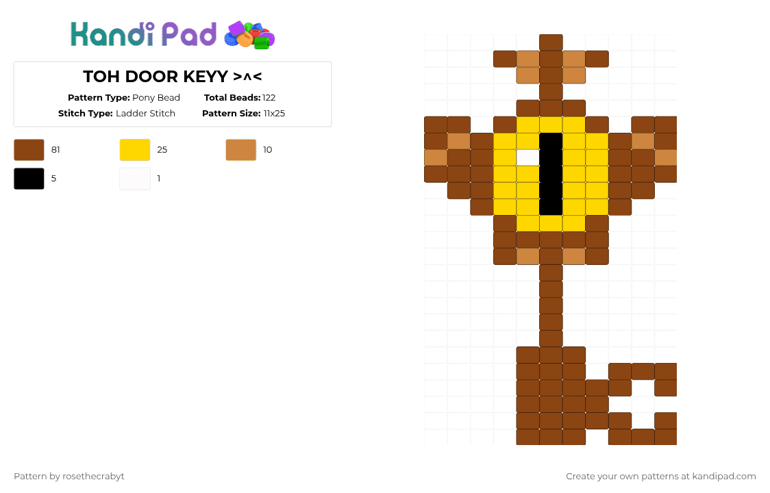 TOH DOOR KEYY >^ Pony Bead Pattern - Kandi Pad | Kandi Patterns, Fuse ...