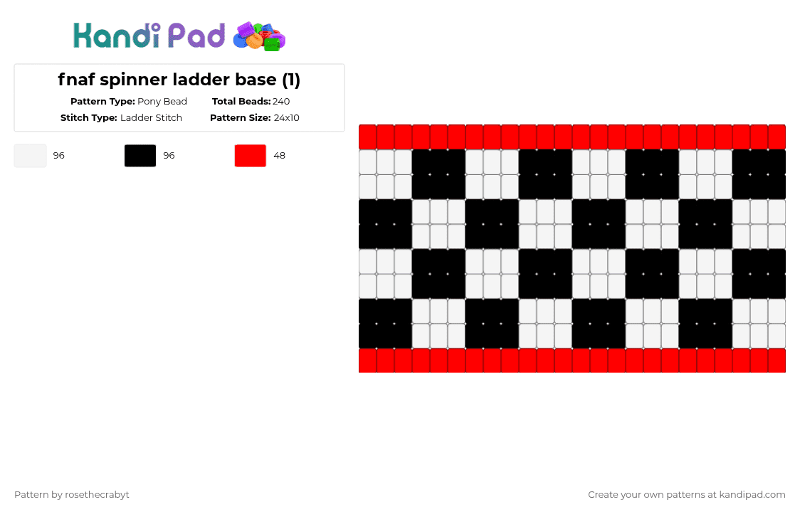 Fnaf spinner ladder base (1) Pony Bead Pattern - Kandi Pad | Kandi ...