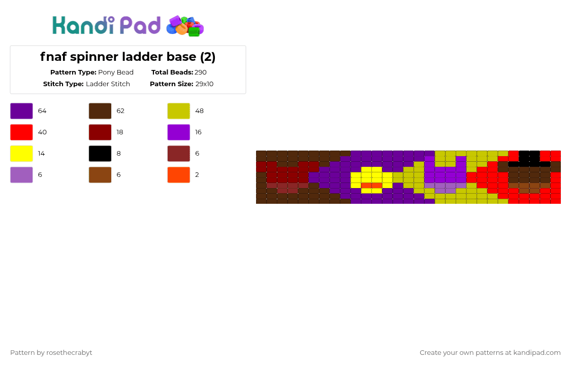 Fnaf spinner ladder base (2) Pony Bead Pattern - Kandi Pad | Kandi ...