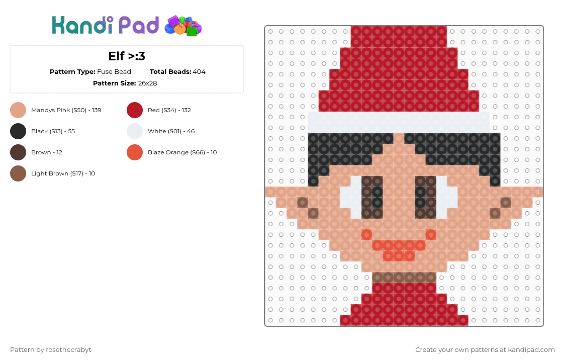 Elf >:3 Fuse Bead Pattern - Kandi Pad | Kandi Patterns, Fuse Bead ...