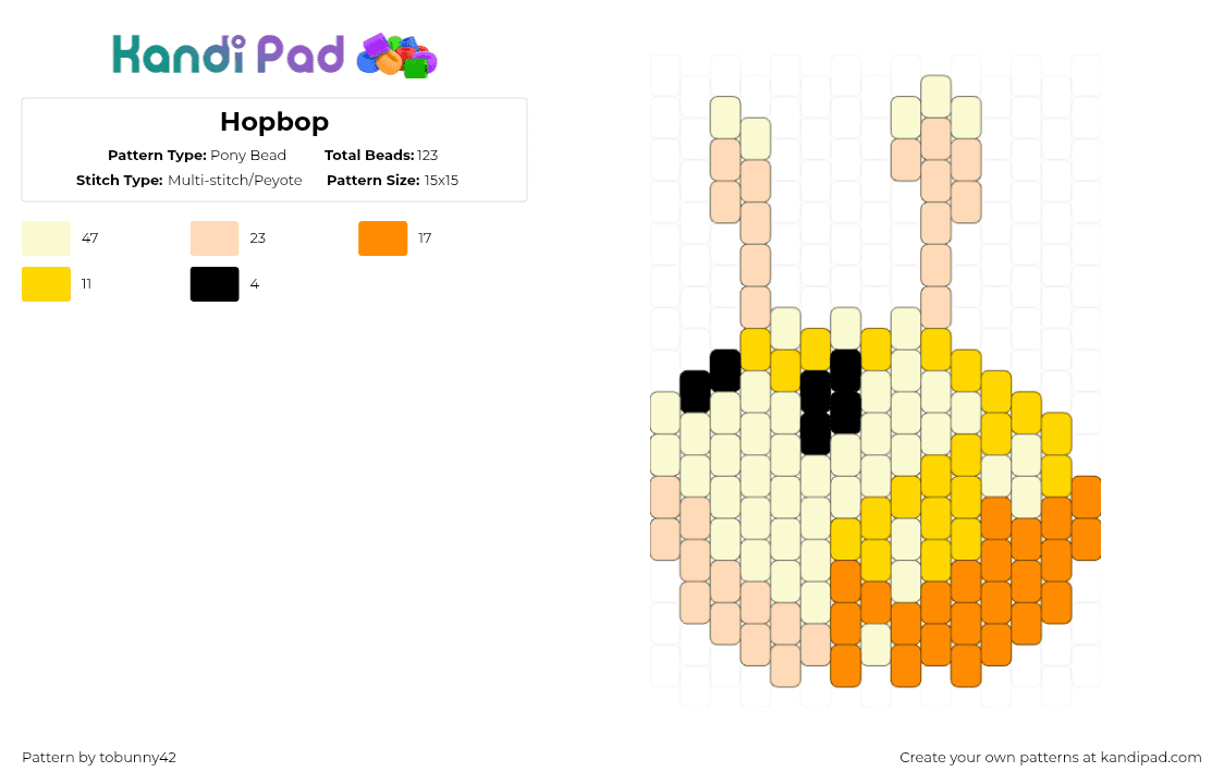 Hopbop Pony Bead Pattern - Kandi Pad | Kandi Patterns, Fuse Bead ...