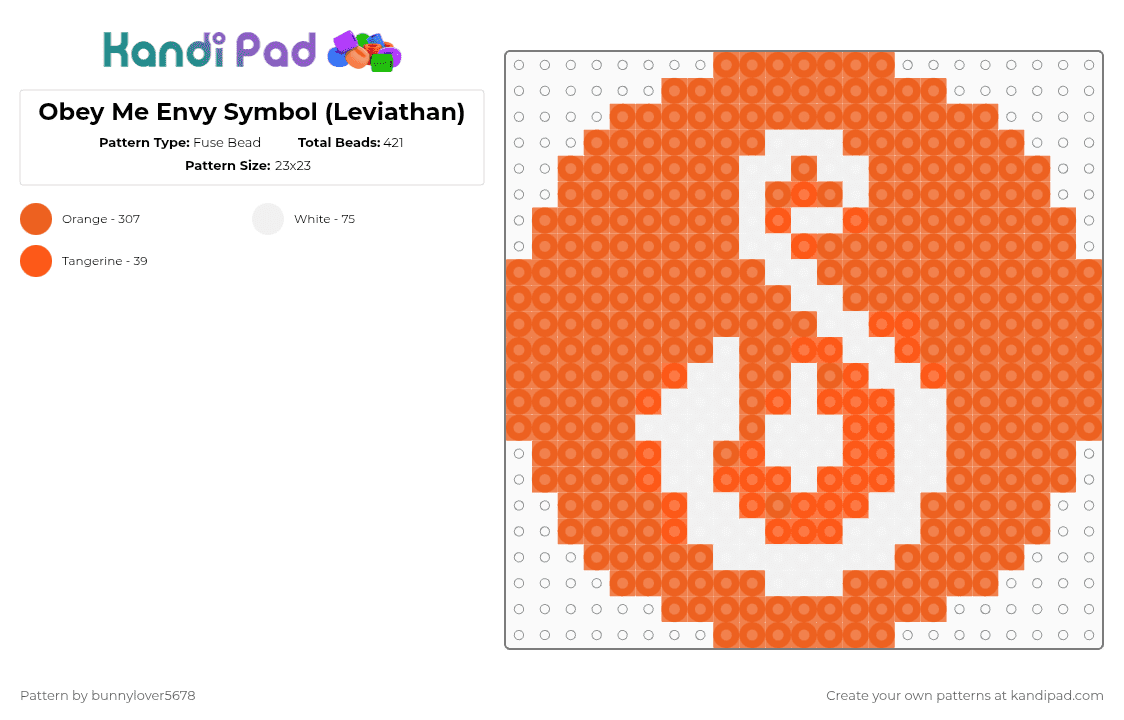 Obey Me Envy Symbol (Leviathan) Fuse Bead Pattern - Kandi Pad | Kandi ...