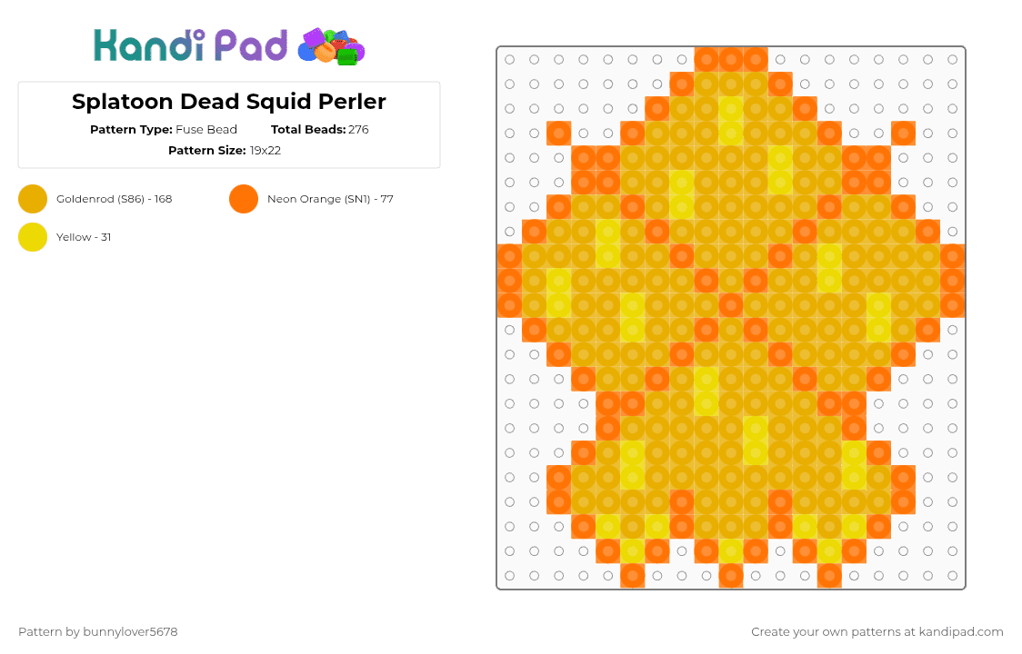 Splatoon Dead Squid Perler Fuse Bead Pattern - Kandi Pad | Kandi ...