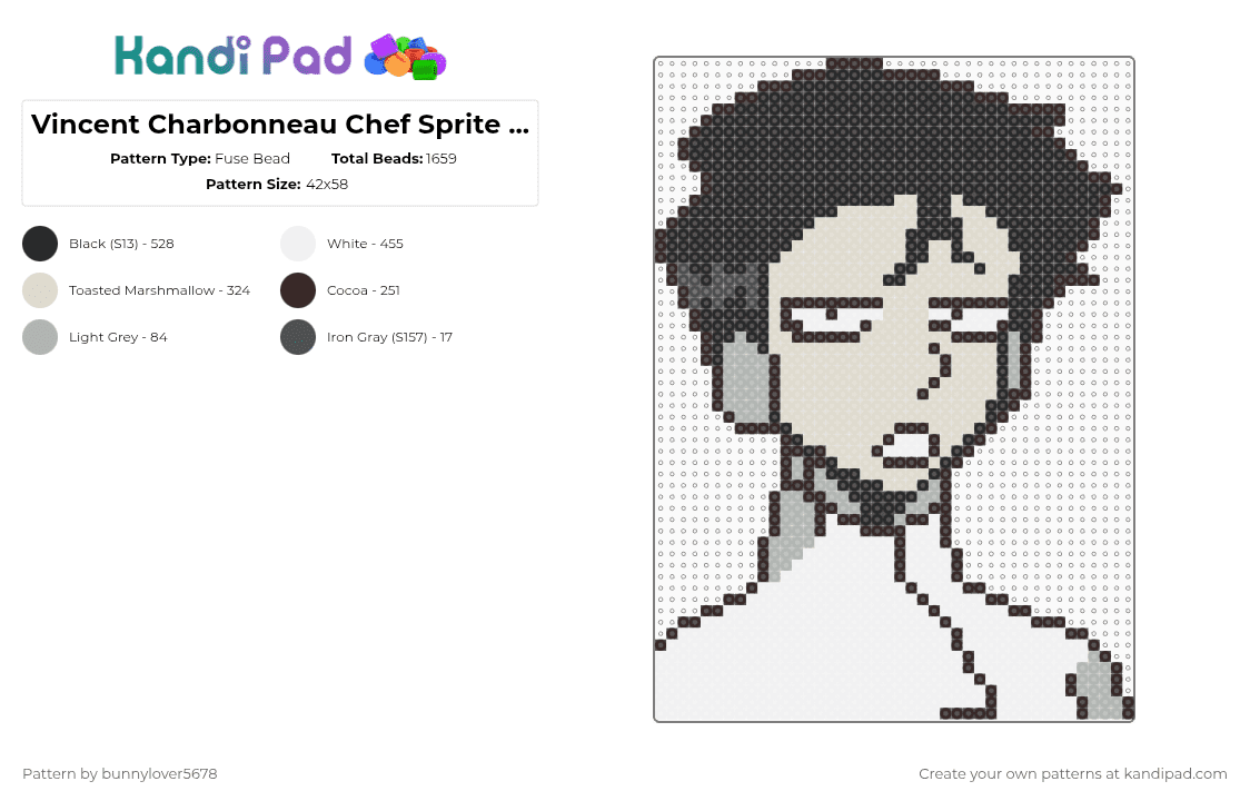 Vincent Charbonneau Chef Sprite 3 (Dead Plate) Fuse Bead Pattern ...
