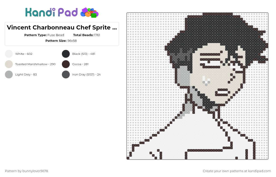 Vincent Charbonneau Chef Sprite 10 (Dead Plate) Fuse Bead Pattern ...