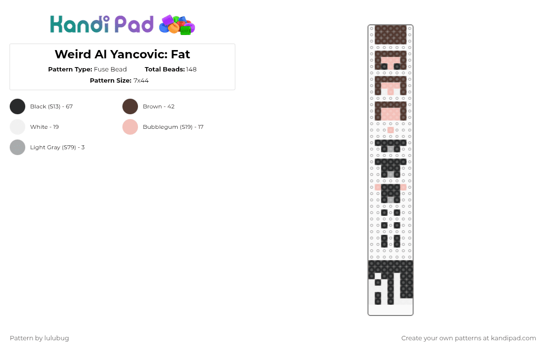 Weird Al Yancovic: Fat Fuse Bead Pattern - Kandi Pad | Kandi Patterns ...