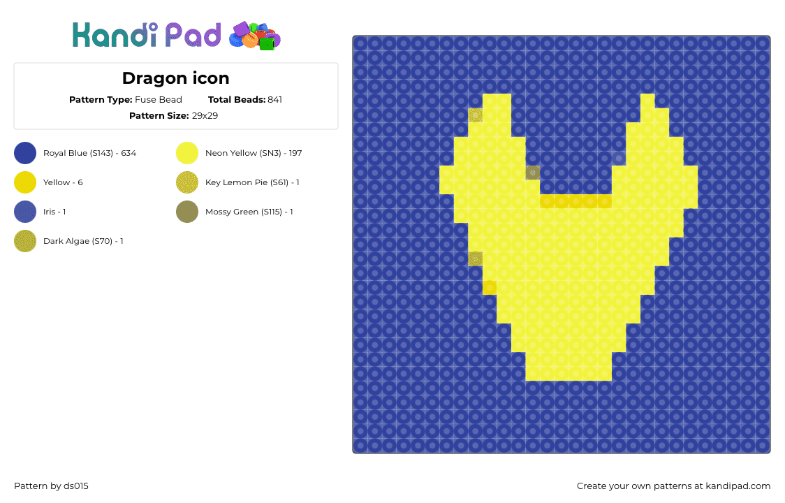 Dragon icon Fuse Bead Pattern - Kandi Pad | Kandi Patterns, Fuse Bead ...