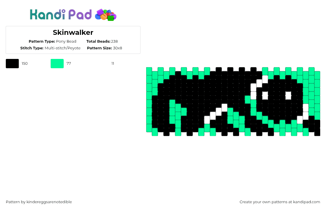 Skinwalker Pony Bead Pattern - Kandi Pad | Kandi Patterns, Fuse Bead ...