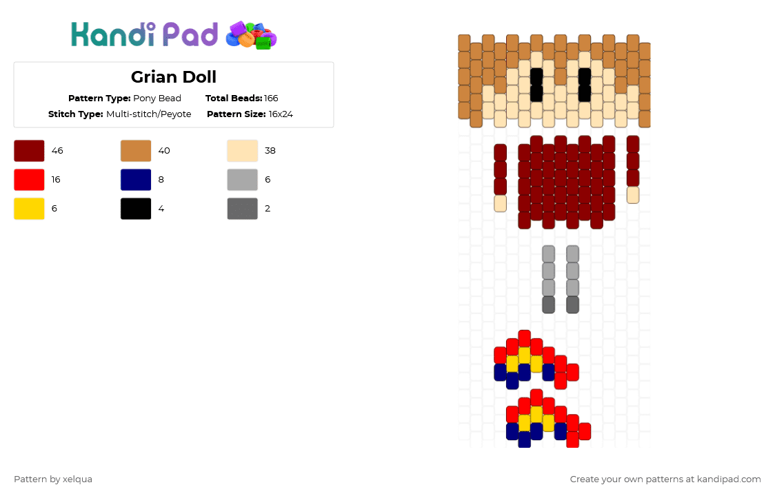 Grian Doll Pony Bead Pattern - Kandi Pad | Kandi Patterns, Fuse Bead ...
