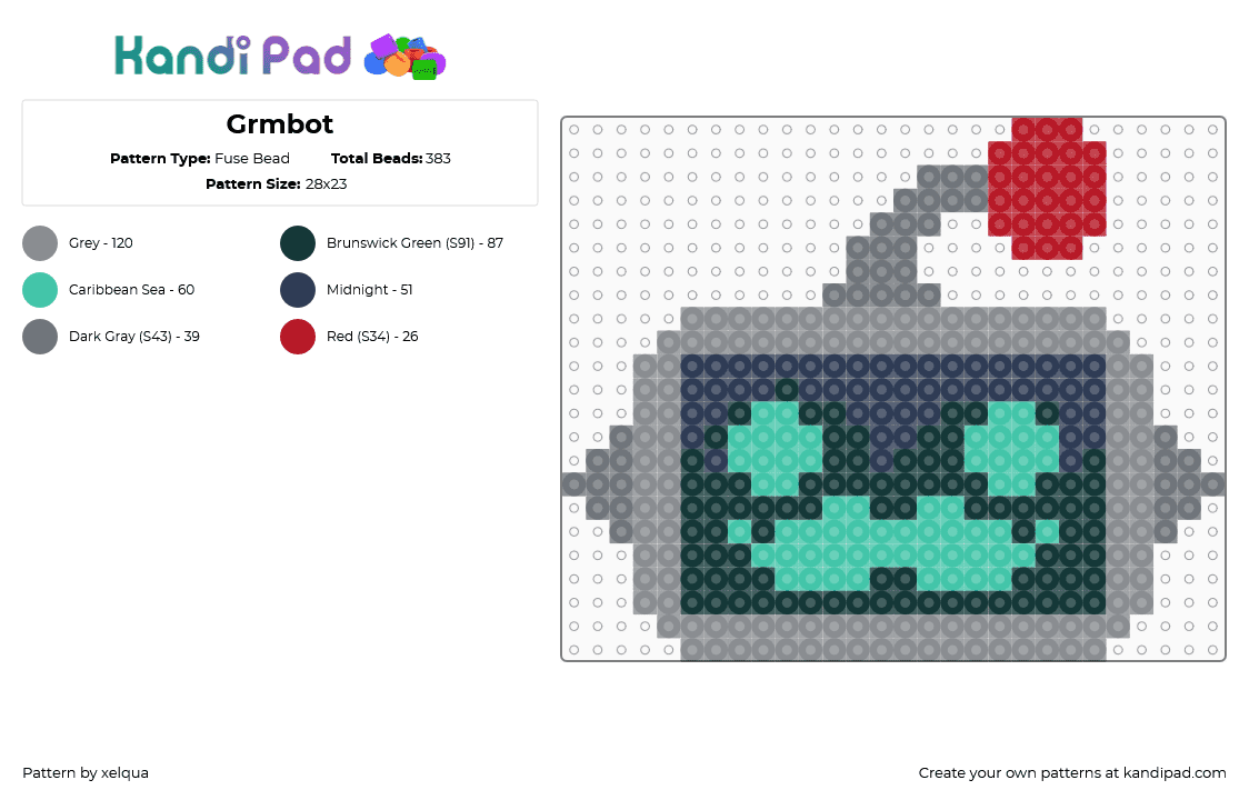 Grmbot Fuse Bead Pattern - Kandi Pad | Kandi Patterns, Fuse Bead ...