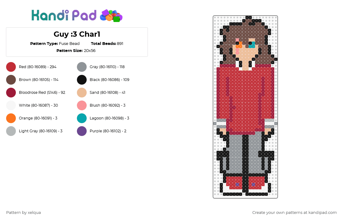 Guy :3 Char1 Fuse Bead Pattern - Kandi Pad | Kandi Patterns, Fuse Bead ...