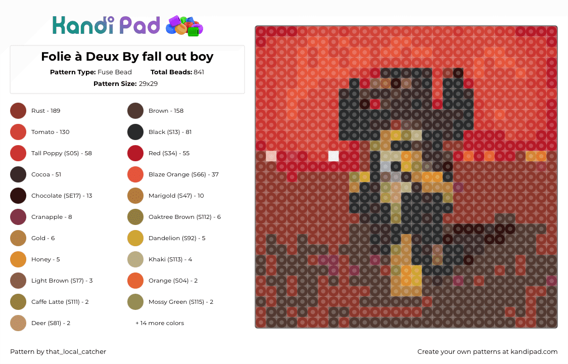 Folie à Deux By fall out boy Fuse Bead Pattern - Kandi Pad | Kandi ...