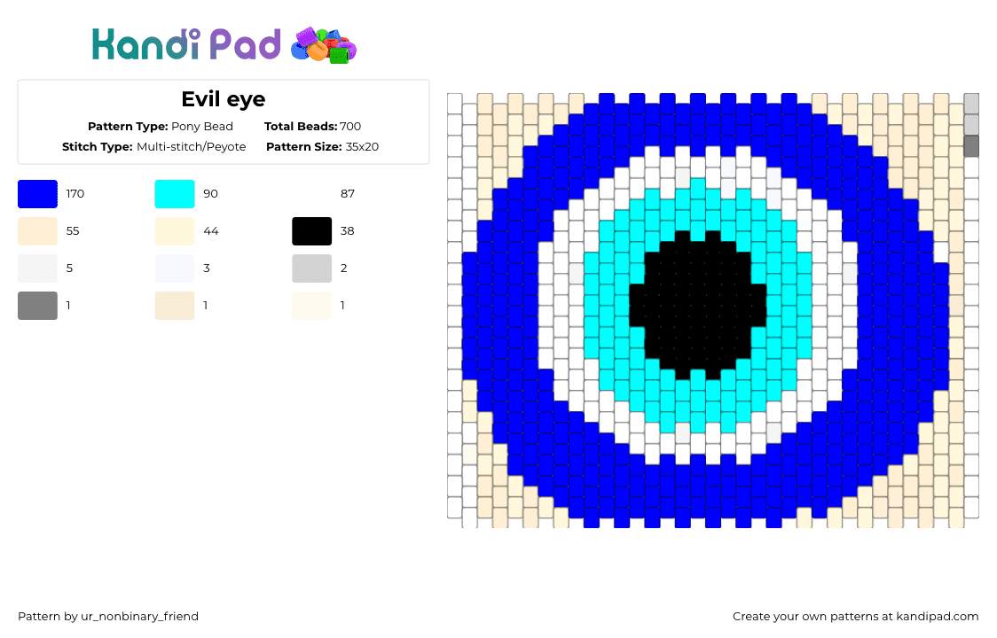 Evil eye Pony Bead Pattern - Kandi Pad | Kandi Patterns, Fuse Bead ...