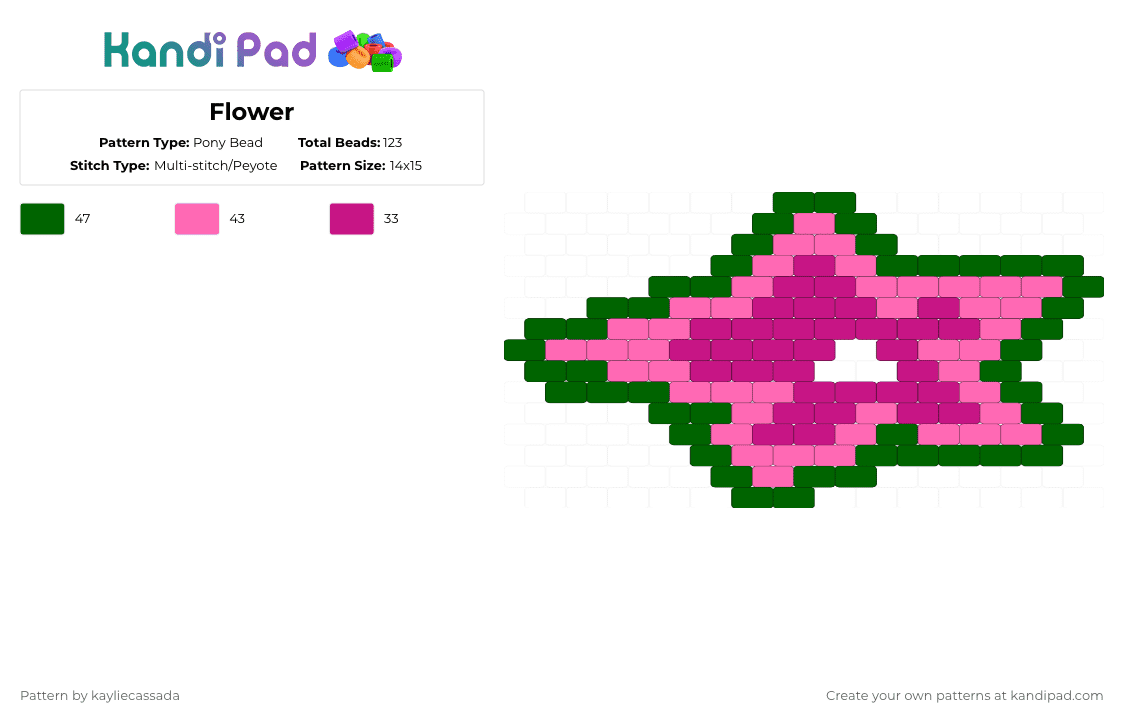 Flower Pony Bead Pattern - Kandi Pad | Kandi Patterns, Fuse Bead ...