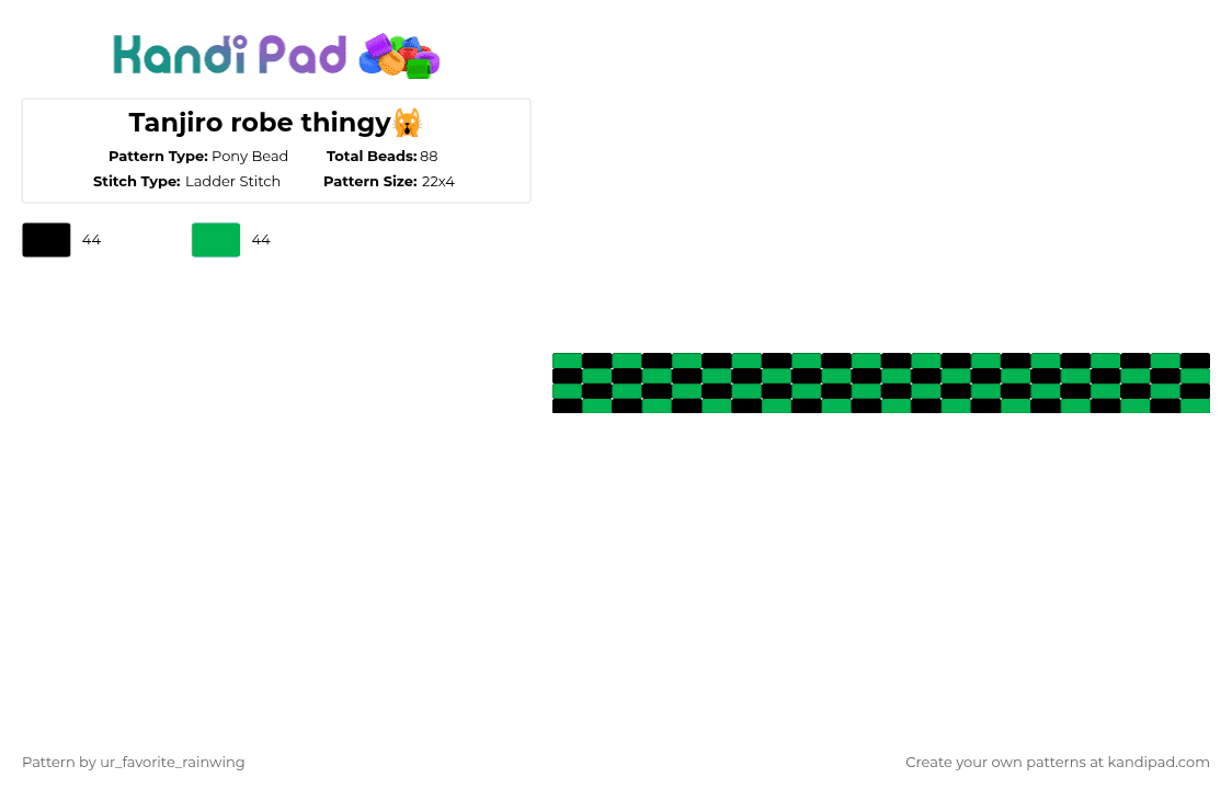 Tanjiro robe thingy🙀 Pony Bead Pattern - Kandi Pad | Kandi Patterns ...