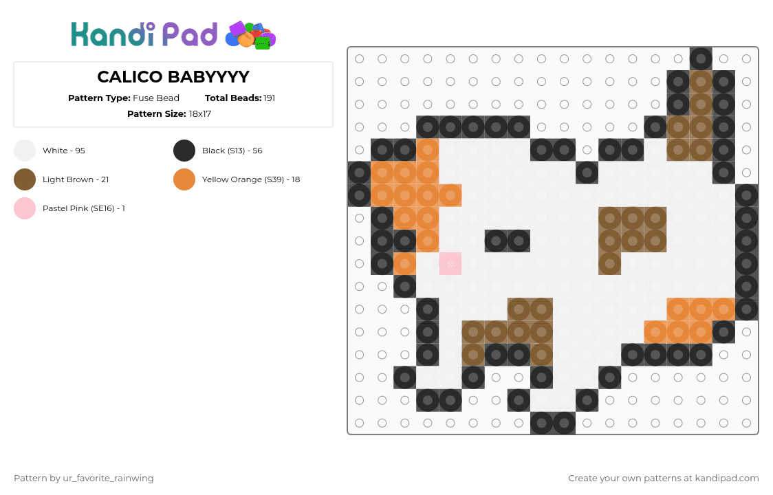 CALICO BABYYYY Fuse Bead Pattern - Kandi Pad | Kandi Patterns, Fuse ...