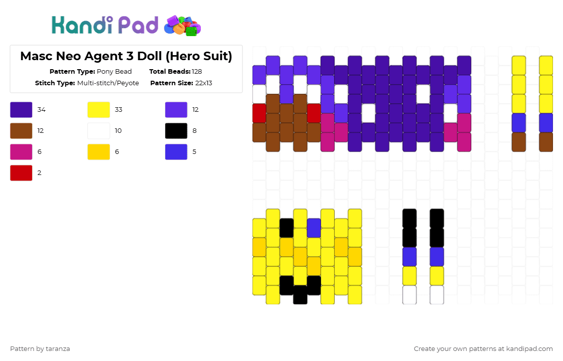 Masc Neo Agent 3 Doll (Hero Suit) Pony Bead Pattern - Kandi Pad | Kandi ...