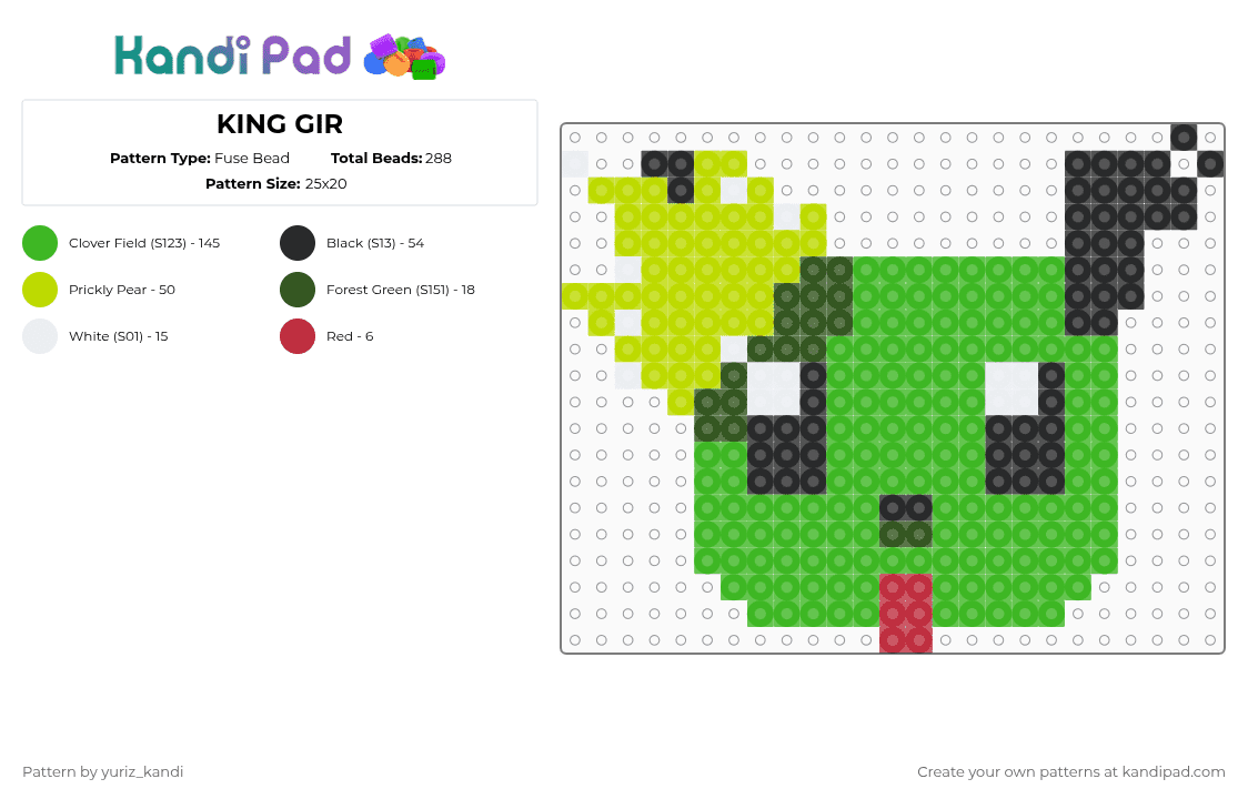 KING GIR Fuse Bead Pattern - Kandi Pad | Kandi Patterns, Fuse Bead ...