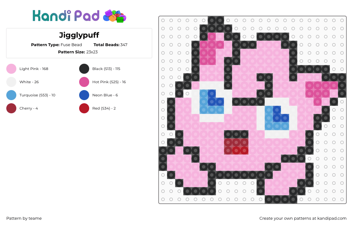 Jigglypuff Fuse Bead Pattern - Kandi Pad | Kandi Patterns, Fuse Bead ...