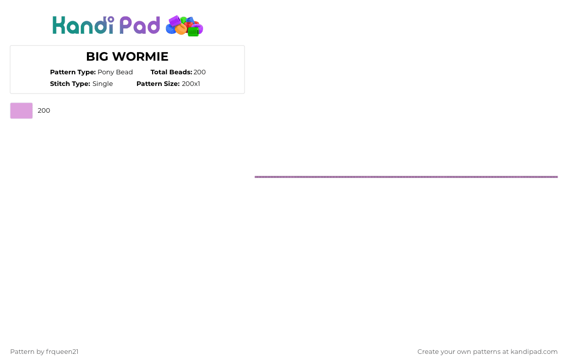 BIG WORMIE Pony Bead Pattern - Kandi Pad | Kandi Patterns, Fuse Bead ...