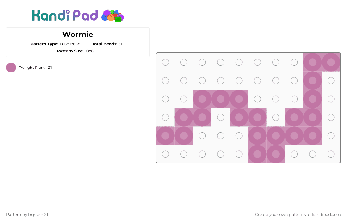 Wormie Fuse Bead Pattern - Kandi Pad | Kandi Patterns, Fuse Bead ...
