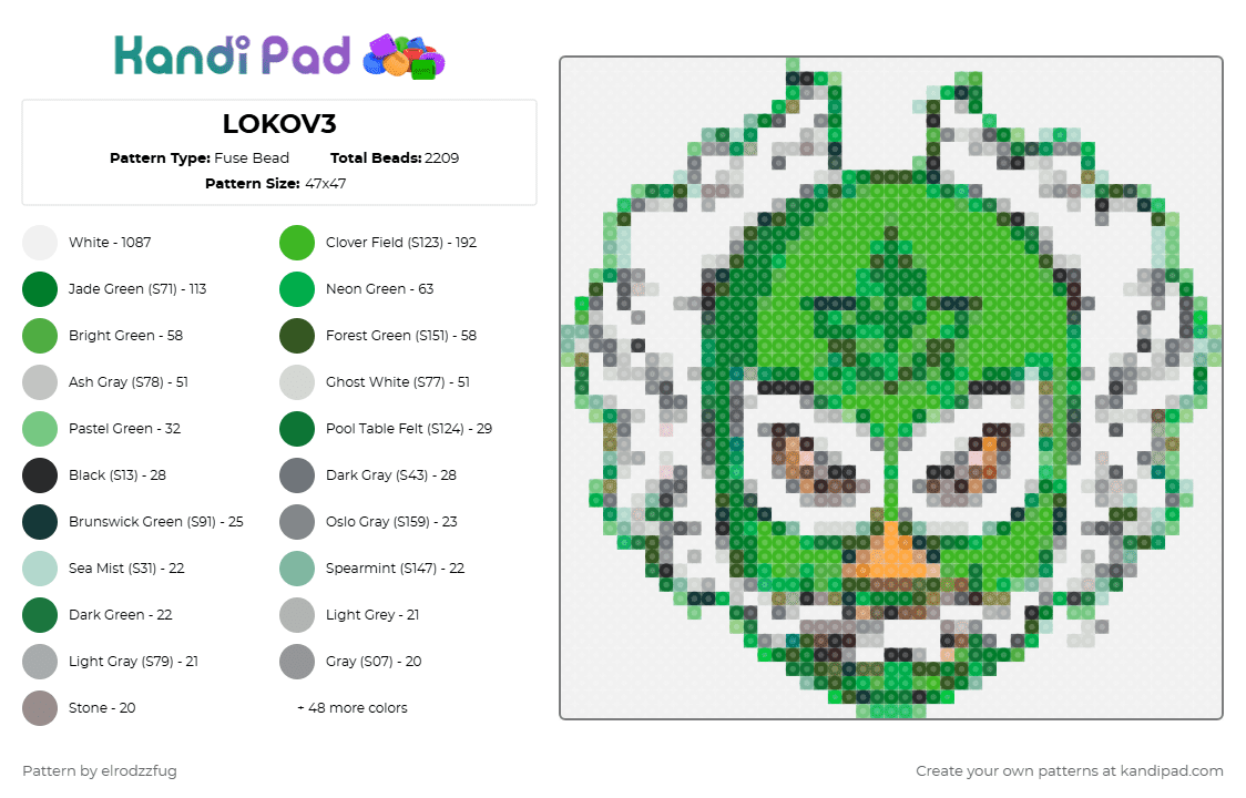LOKOV3 Fuse Bead Pattern - Kandi Pad | Kandi Patterns, Fuse Bead ...