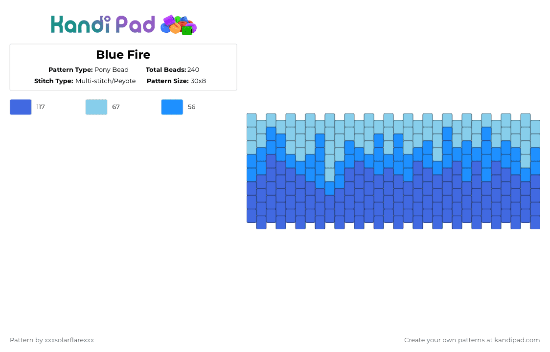 Blue Fire Pony Bead Pattern - Kandi Pad | Kandi Patterns, Fuse Bead ...