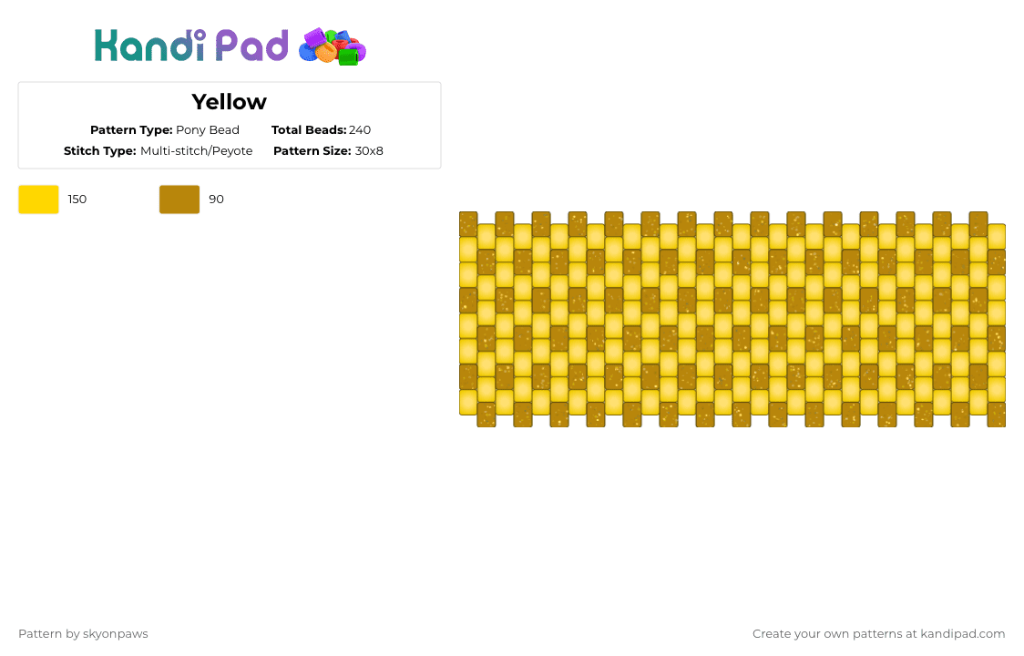 Yellow Pony Bead Pattern - Kandi Pad | Kandi Patterns, Fuse Bead ...