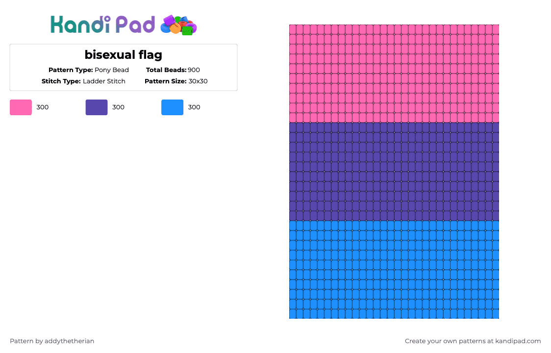 Bisexual flag Pony Bead Pattern - Kandi Pad | Kandi Patterns, Fuse Bead ...