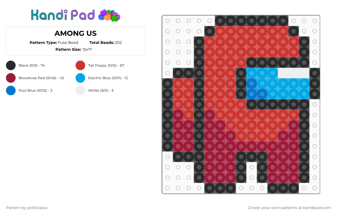 AMONG US Fuse Bead Pattern - Kandi Pad | Kandi Patterns, Fuse Bead ...