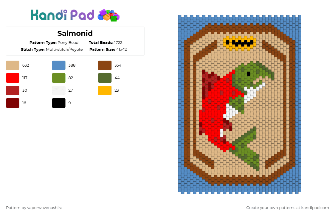 Salmonid Pony Bead Pattern - Kandi Pad | Kandi Patterns, Fuse Bead ...