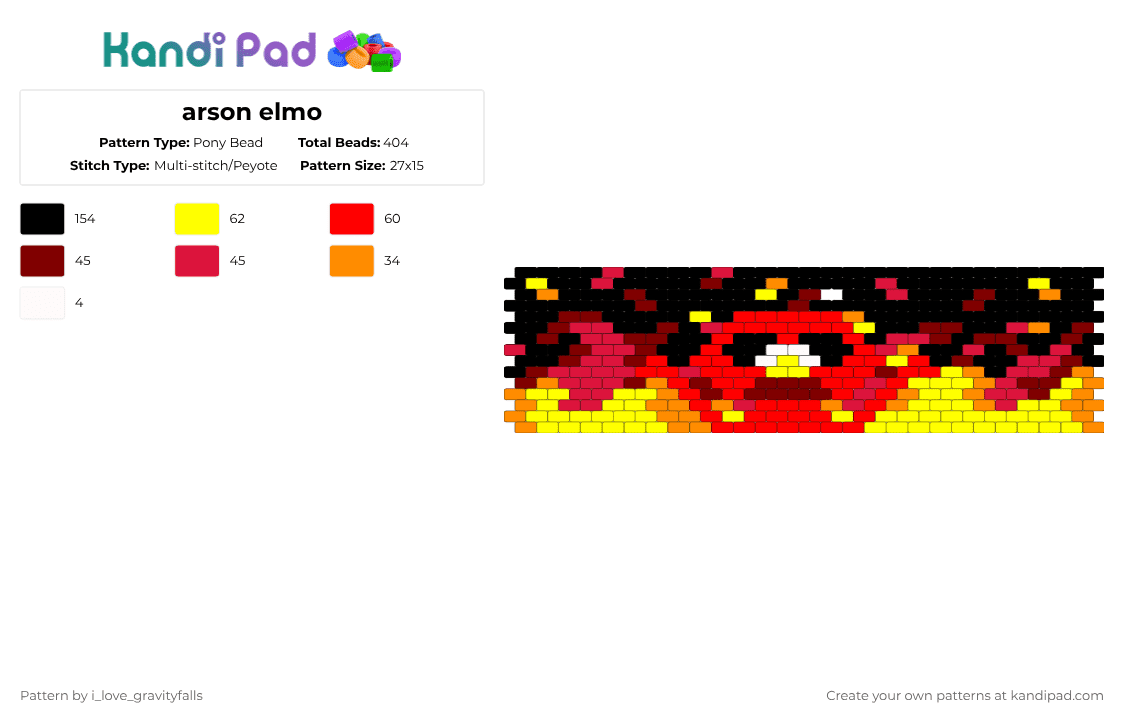 Arson elmo Pony Bead Pattern - Kandi Pad | Kandi Patterns, Fuse Bead ...