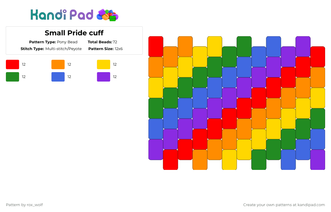 Small Pride cuff Pony Bead Pattern - Kandi Pad | Kandi Patterns, Fuse ...