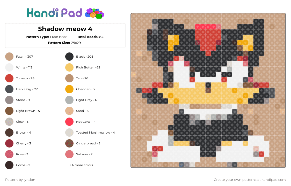 Shadow meow 4 Fuse Bead Pattern - Kandi Pad | Kandi Patterns, Fuse Bead ...