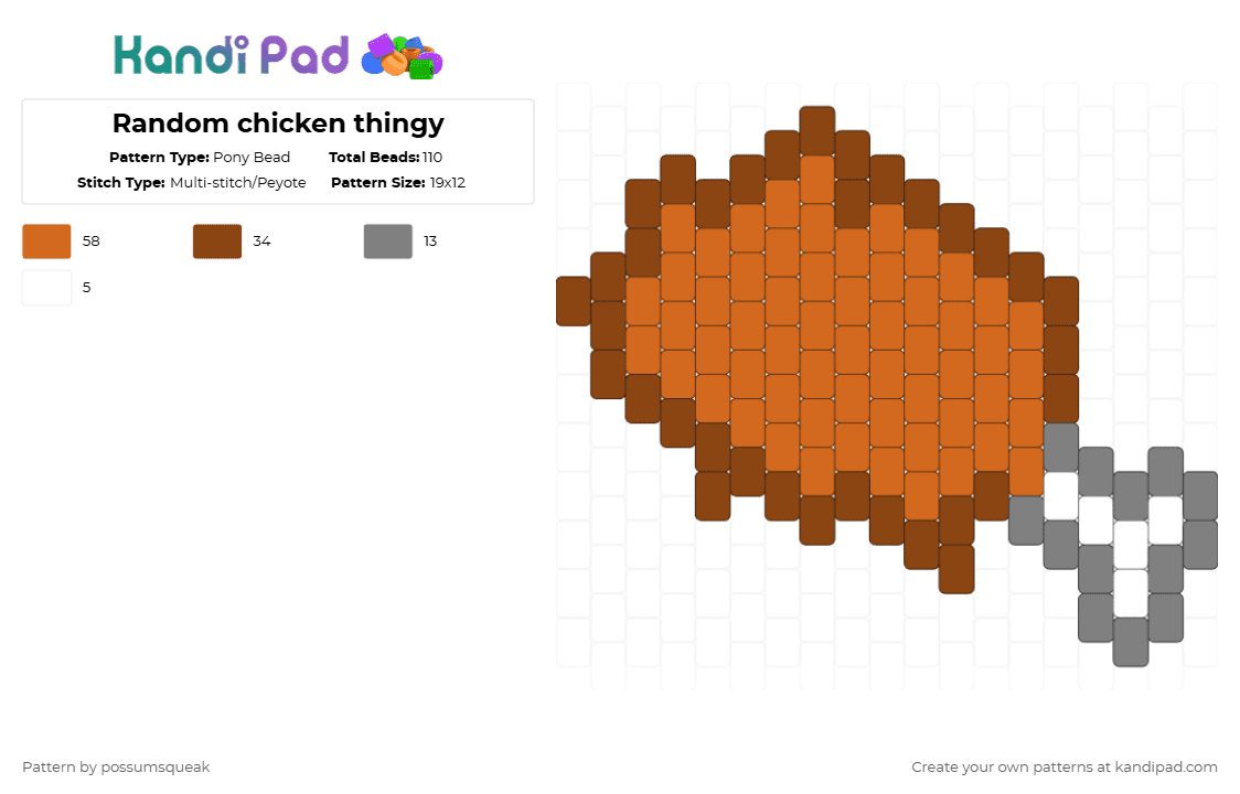 Random chicken thingy Pony Bead Pattern - Kandi Pad | Kandi Patterns ...