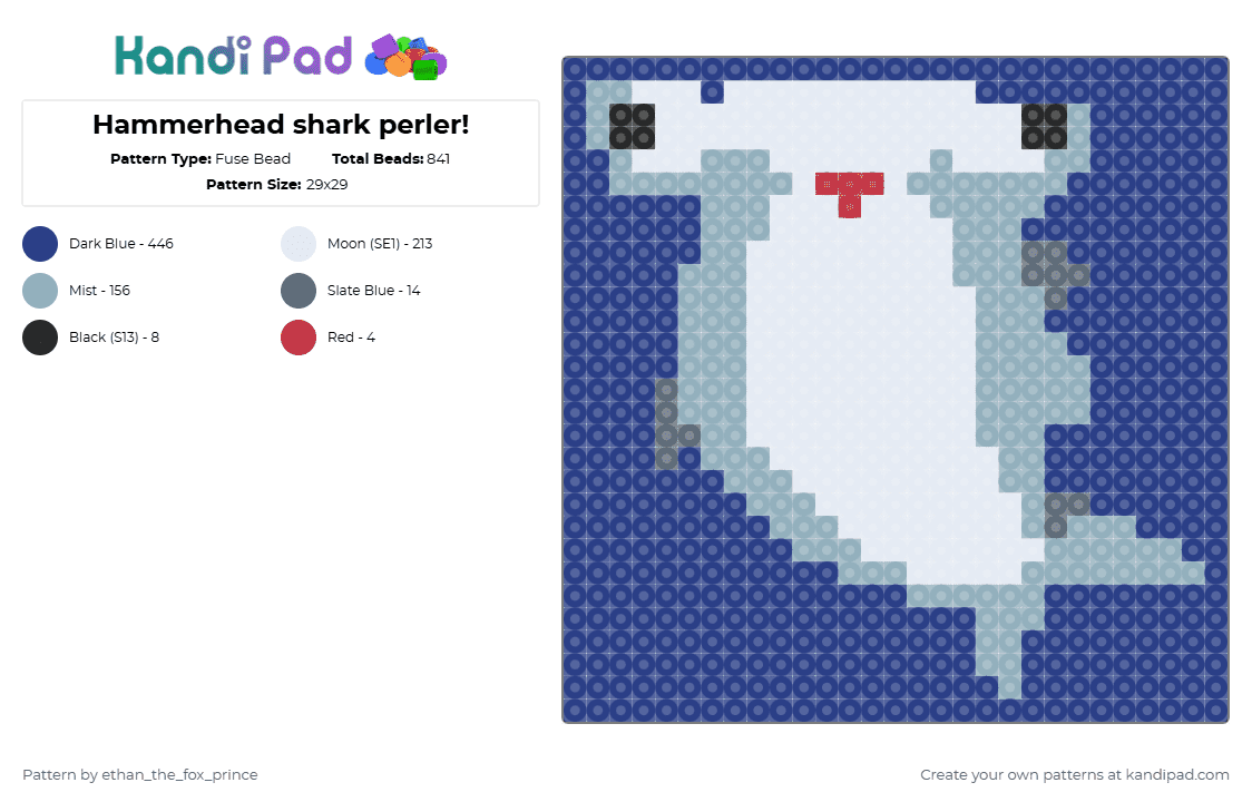 Hammerhead shark perler! Fuse Bead Pattern - Kandi Pad | Kandi Patterns ...