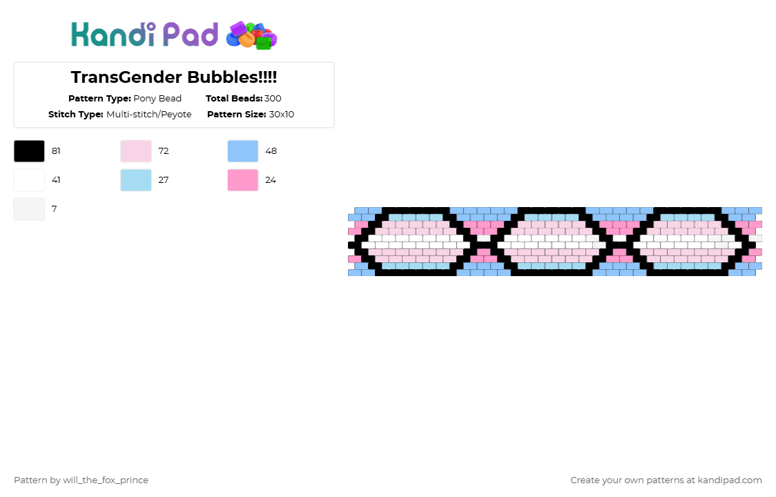 TransGender Bubbles!!!! Pony Bead Pattern - Kandi Pad | Kandi Patterns ...