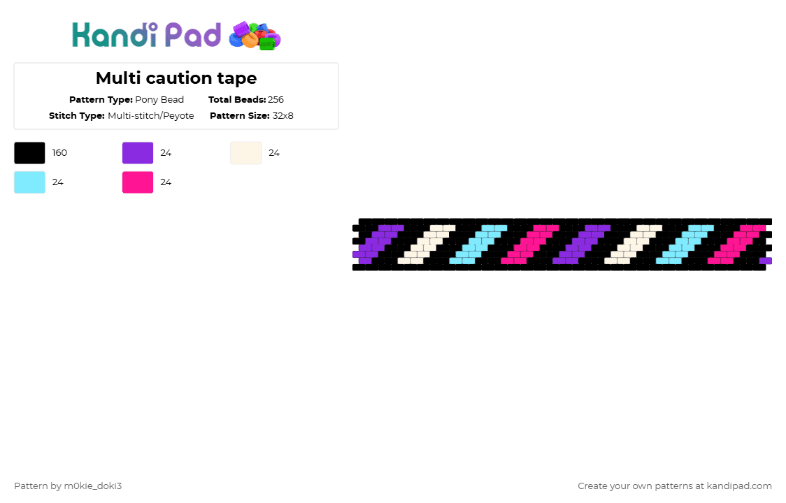 Multi caution tape Pony Bead Pattern - Kandi Pad | Kandi Patterns, Fuse ...