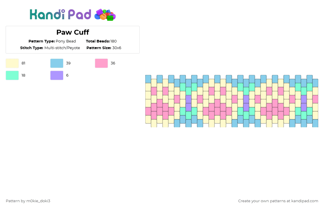 Paw Cuff Pony Bead Pattern - Kandi Pad | Kandi Patterns, Fuse Bead ...
