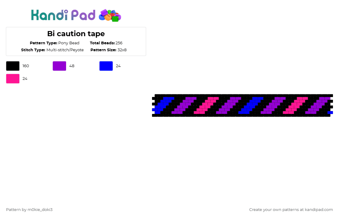 Bi caution tape Pony Bead Pattern - Kandi Pad | Kandi Patterns, Fuse ...