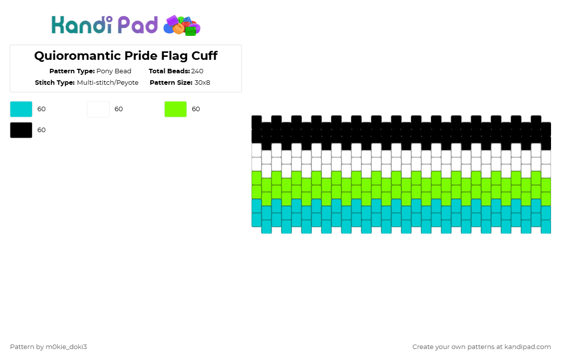 Quioromantic Pride Flag Cuff Pony Bead Pattern - Kandi Pad | Kandi ...