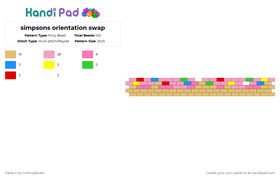 Simpsons orientation swap Pony Bead Pattern - Kandi Pad | Kandi ...