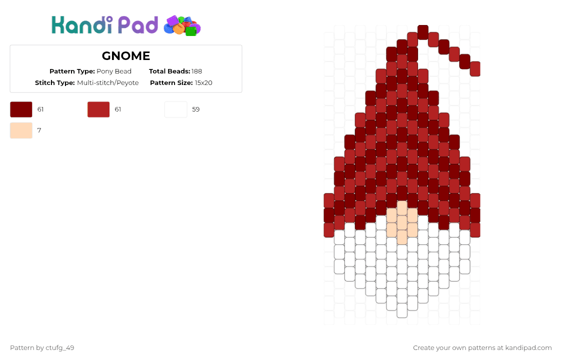 GNOME Pony Bead Pattern - Kandi Pad | Kandi Patterns, Fuse Bead ...