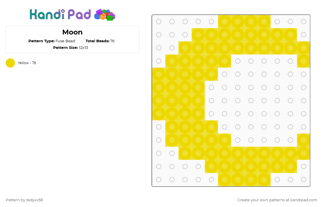 Moon Fuse Bead Pattern - Kandi Pad | Kandi Patterns, Fuse Bead Patterns ...